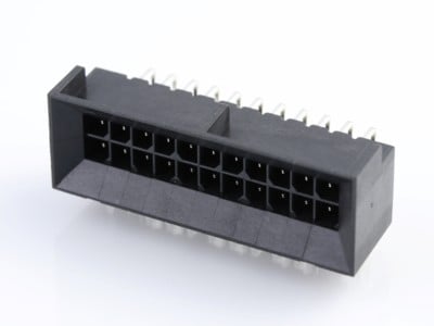 Micro-Fit BMI Receptacle Header, Dual Row, Vertical, with Press-fit Plastic Pegs, 0.38µm Gold (Au) Selective, 8 Circuits