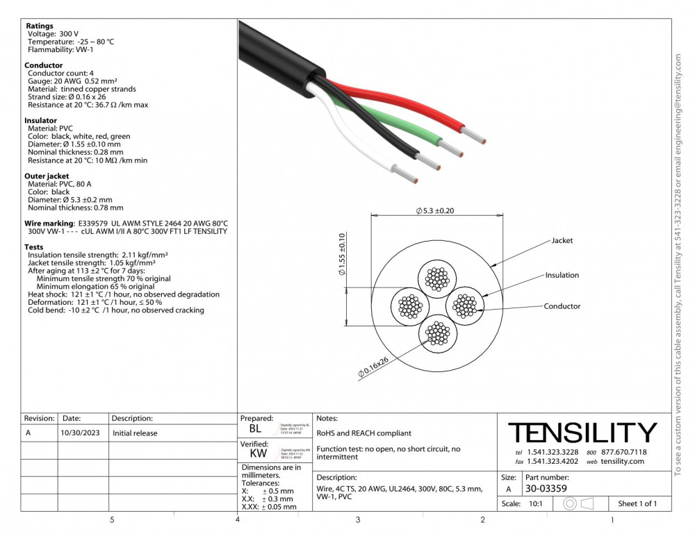 Tensility International 30-03359 product drawing preview