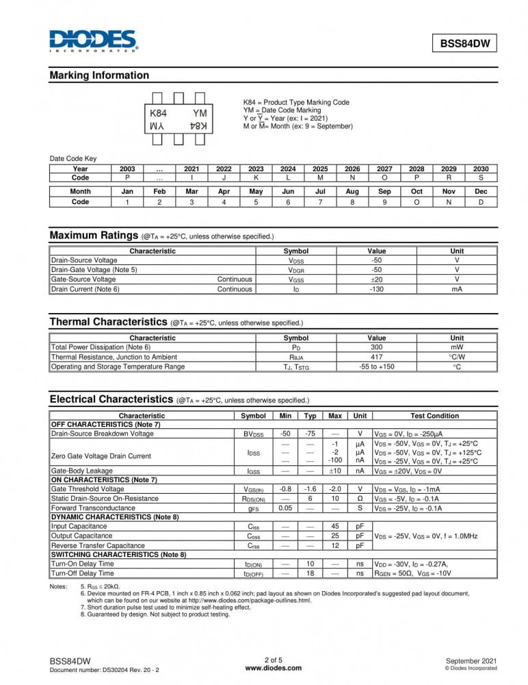 BSS84DW-7-F datasheet page 2