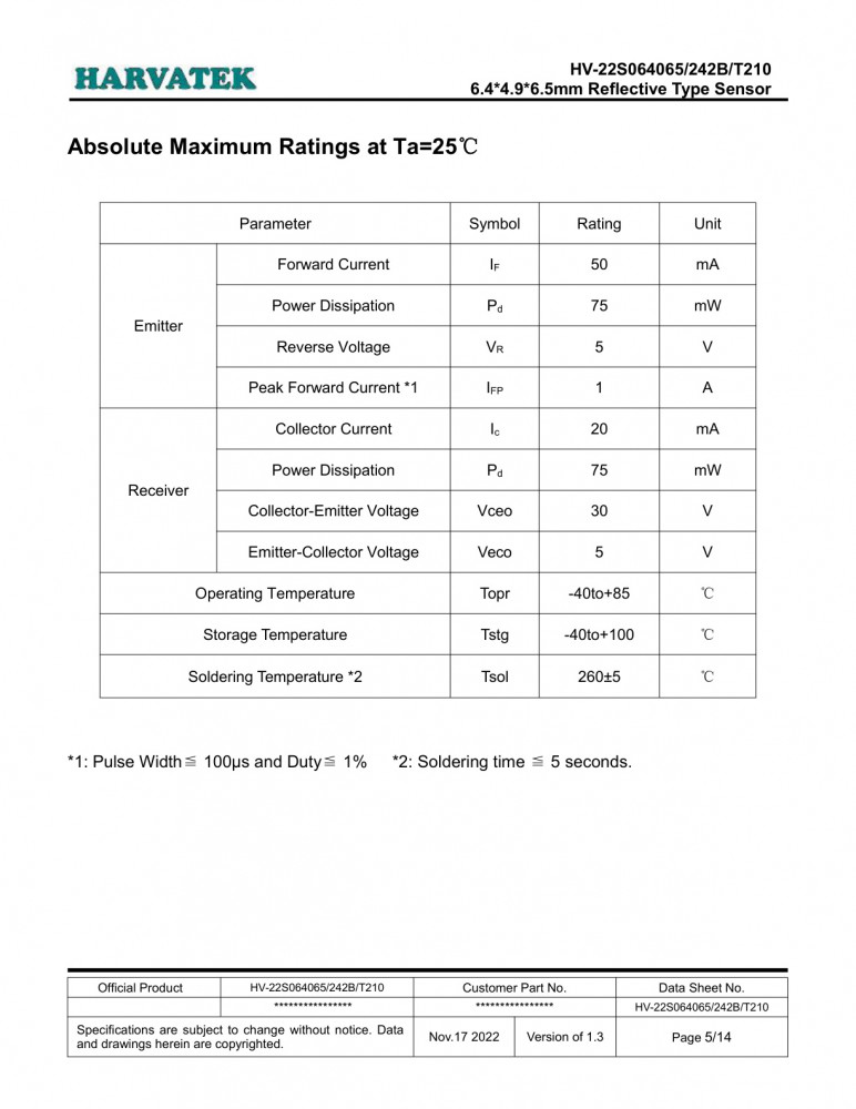 HV-22S064065/242B/T210 datasheet page 5
