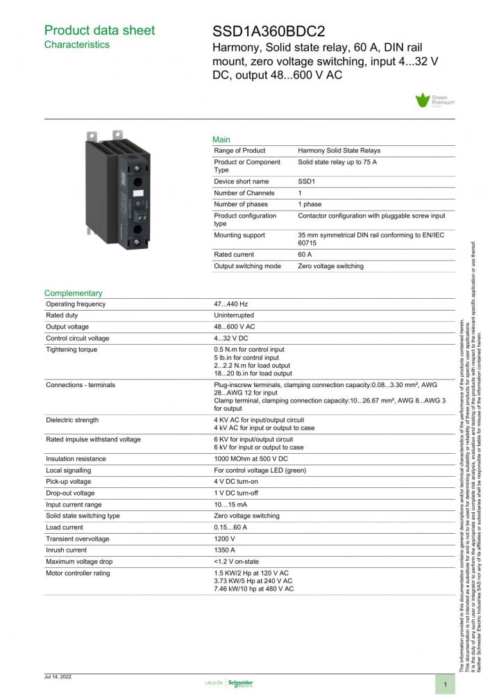 SSD1A360BDC2 technical document page 1