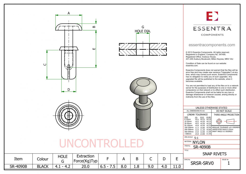 Essentra SR-4090B technical drawing page 1