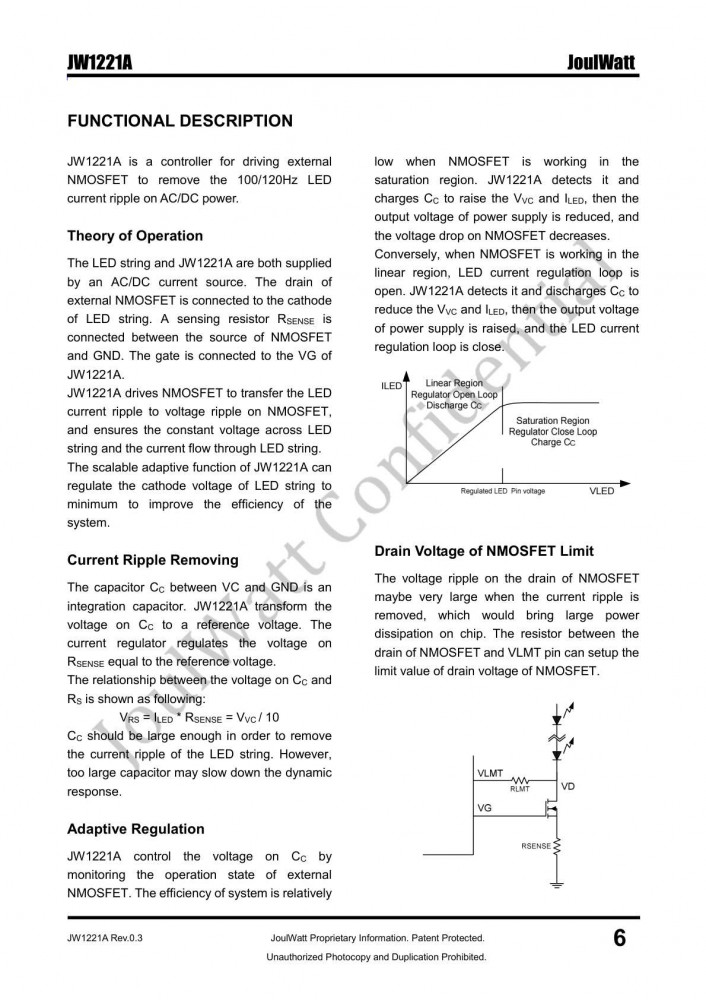 JW1221A datasheet page 6