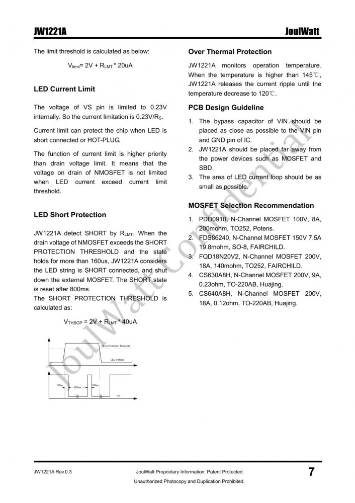 JW1221A datasheet page 7