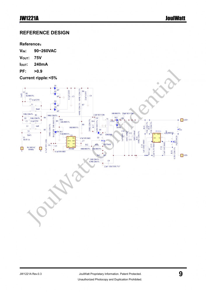 JW1221A datasheet page 9