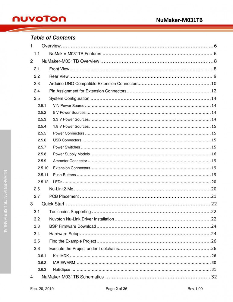 NuMaker-M031TB manual page 2
