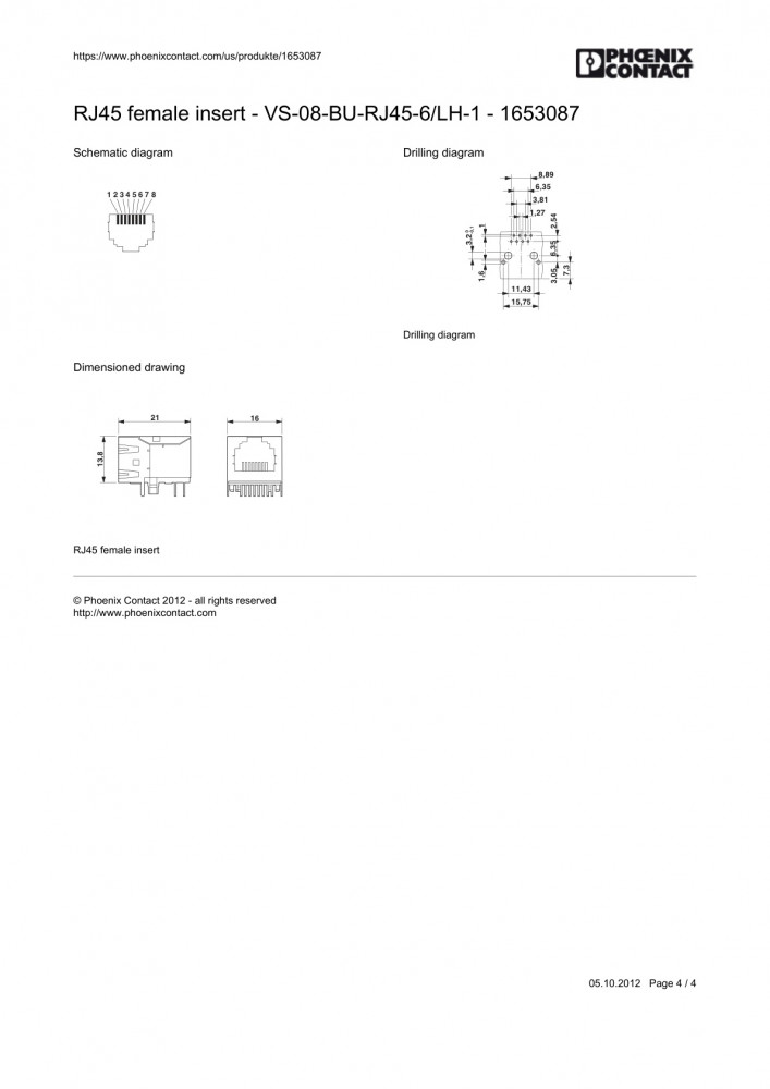 Phoenix Contact 1653087 dimensioned drawing