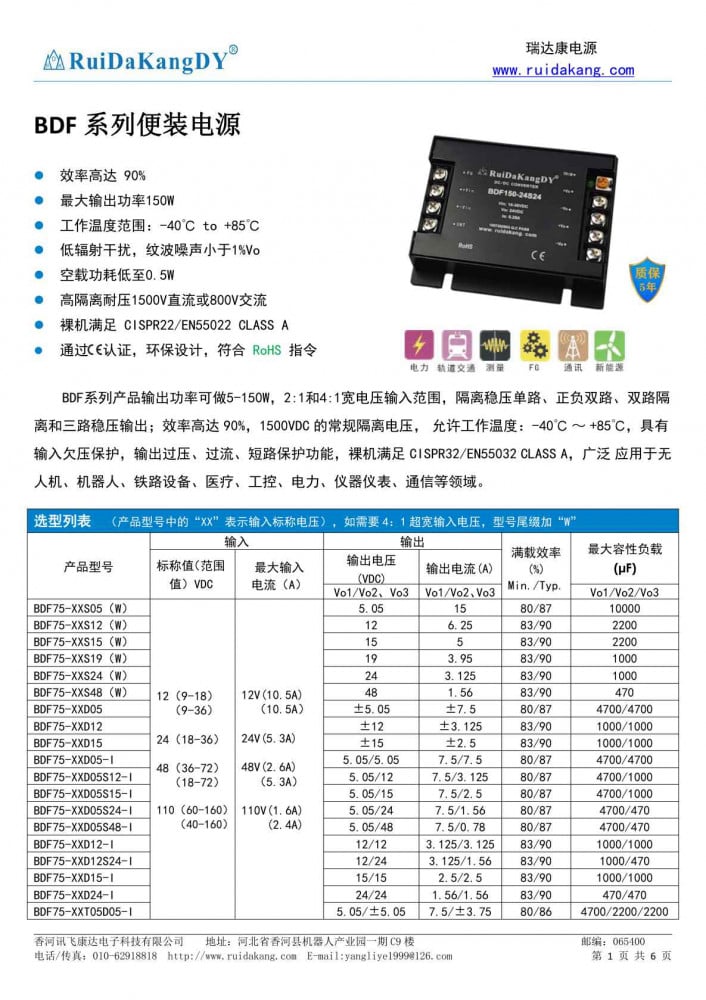 BDF150-24S24 technical document page 1