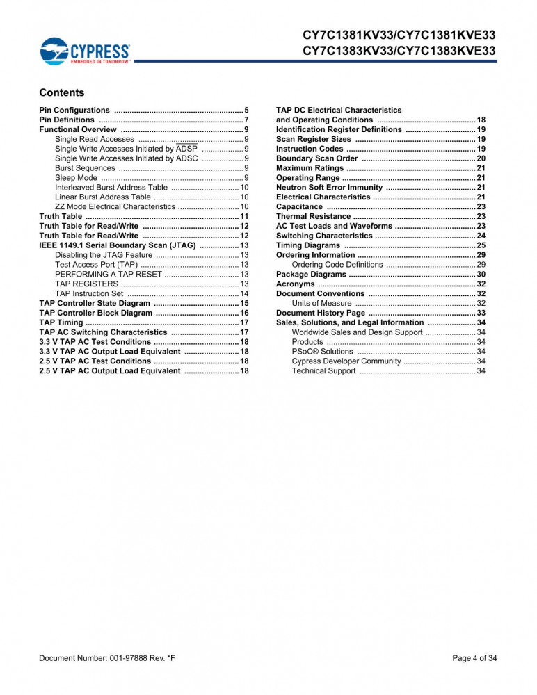 CY7C1381KV33 datasheet page 4