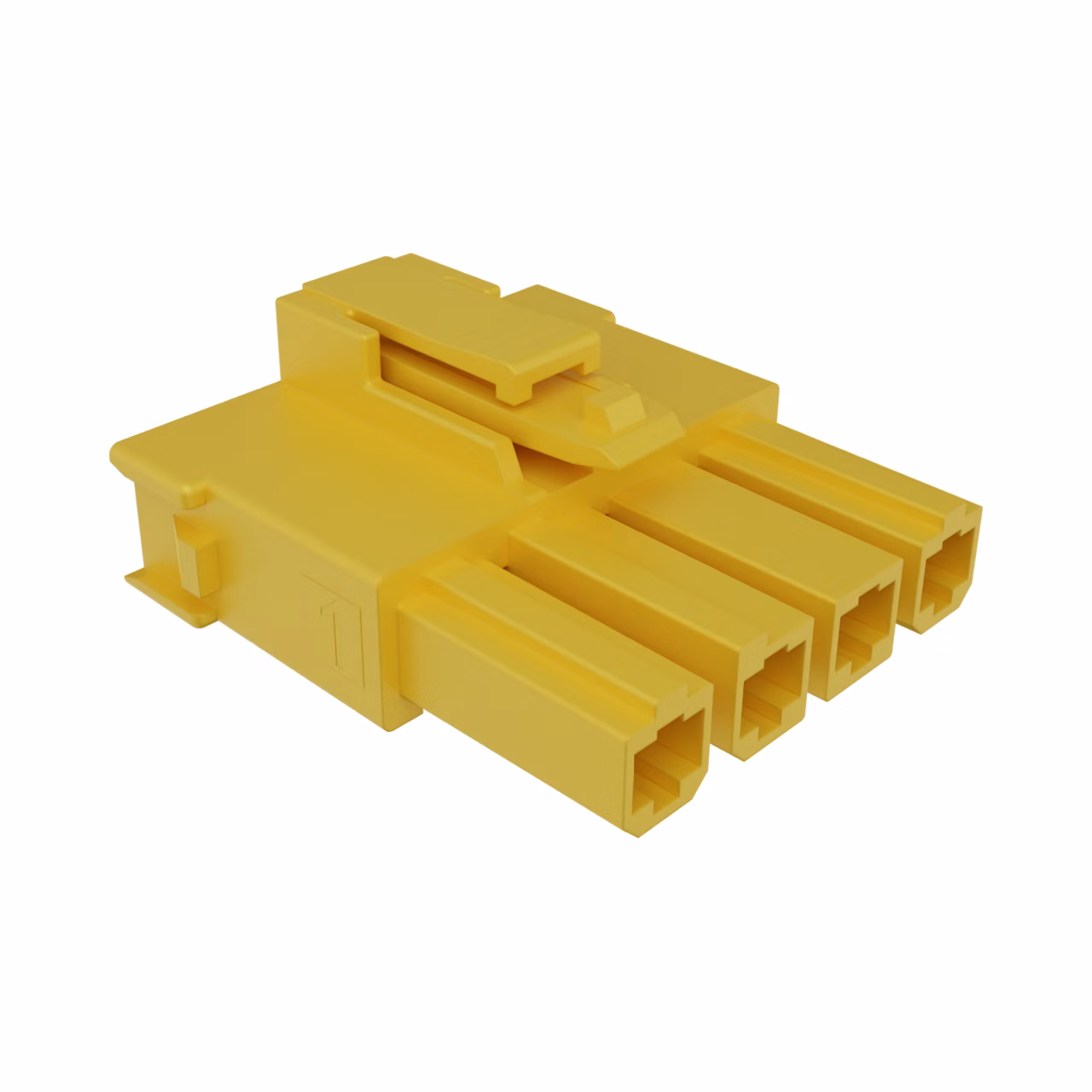 Mega-Fit ColorLock Tangless TPA-Capable Receptacle Housing, Single Row, 4 Circuit, UL 94V-0, Glow-Wire Capable, Yellow for sale