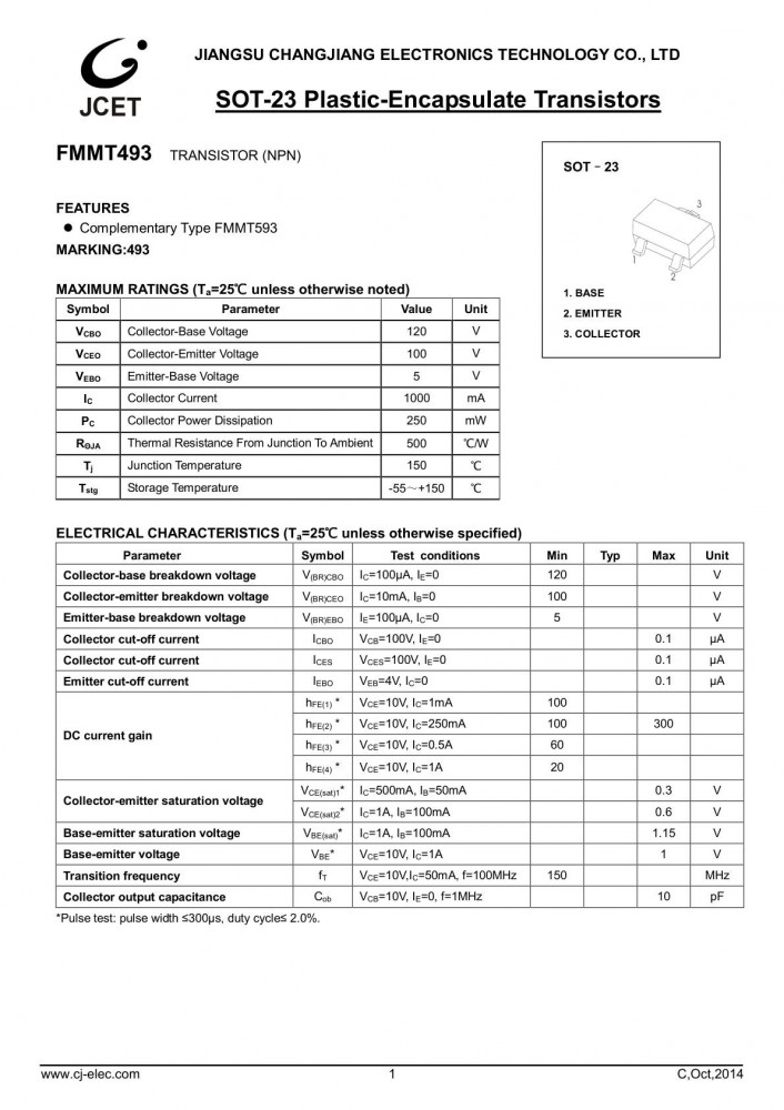 FMMT493 datasheet page 1