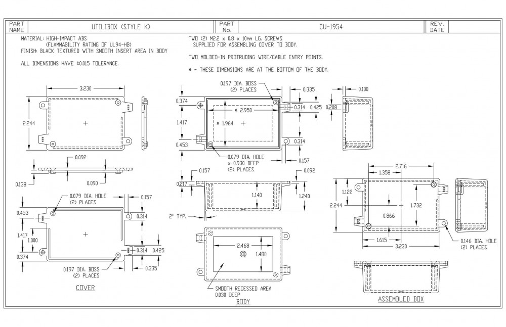 CU-1954 Utilibox Style K product drawing