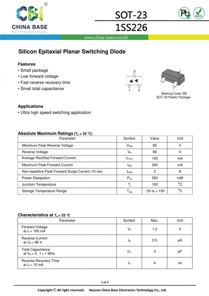 CBI 1SS226 datasheet page 1