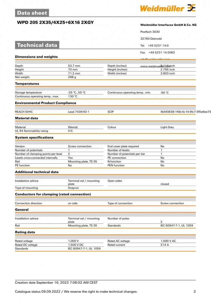 WPD 205 datasheet page 2