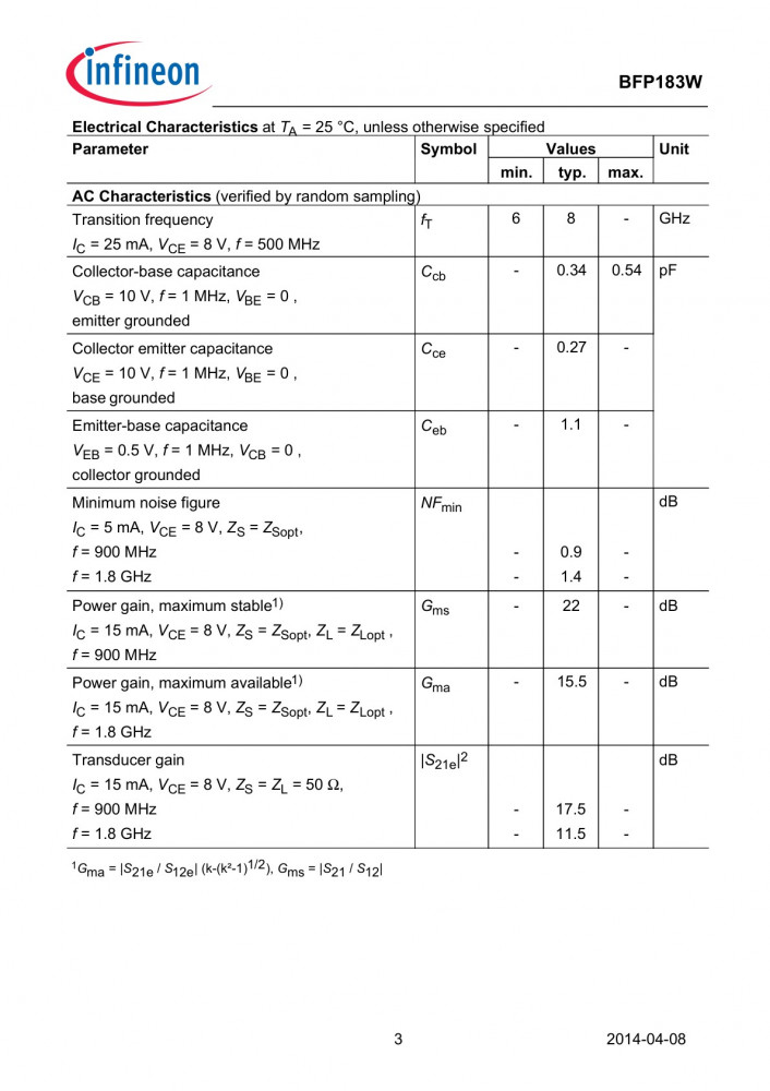 BFP183W datasheet page 3