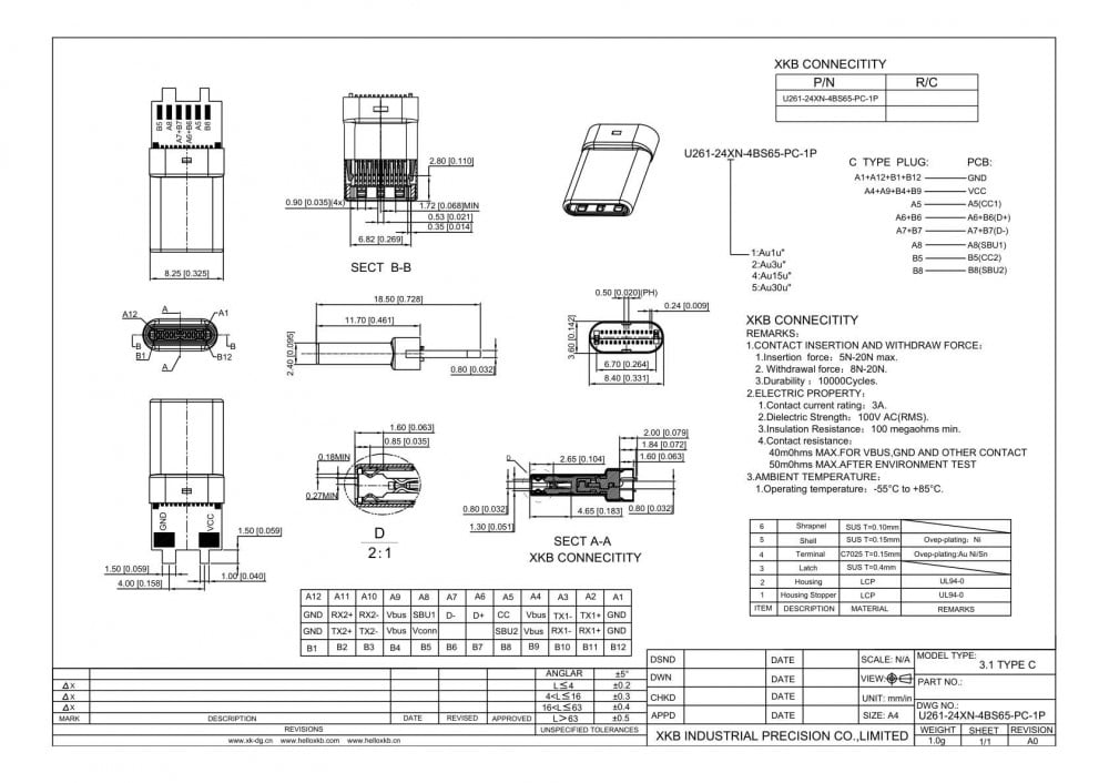 U261-242N-4BS65-PC-1P technical drawing
