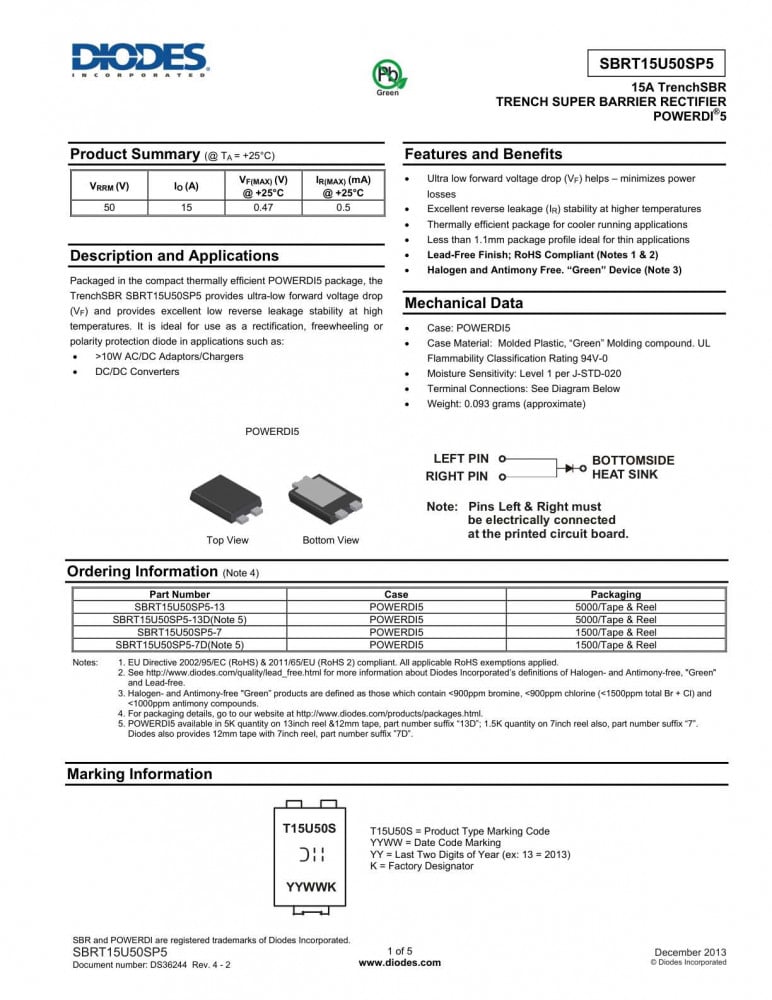 SBRT15U50SP5-13 datasheet page 1
