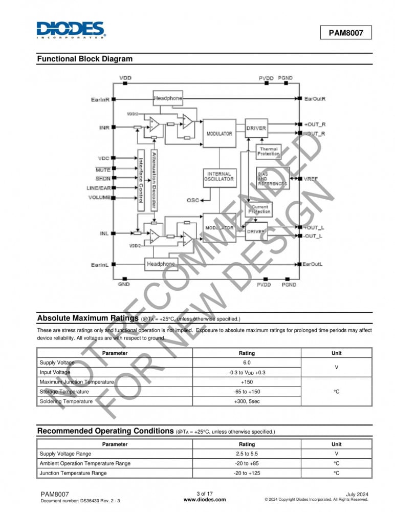 PAM8007NHR datasheet page 3