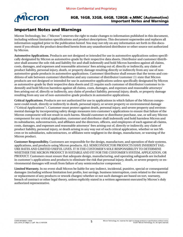 MTFC16GAPALBH-AAT technical document page 5