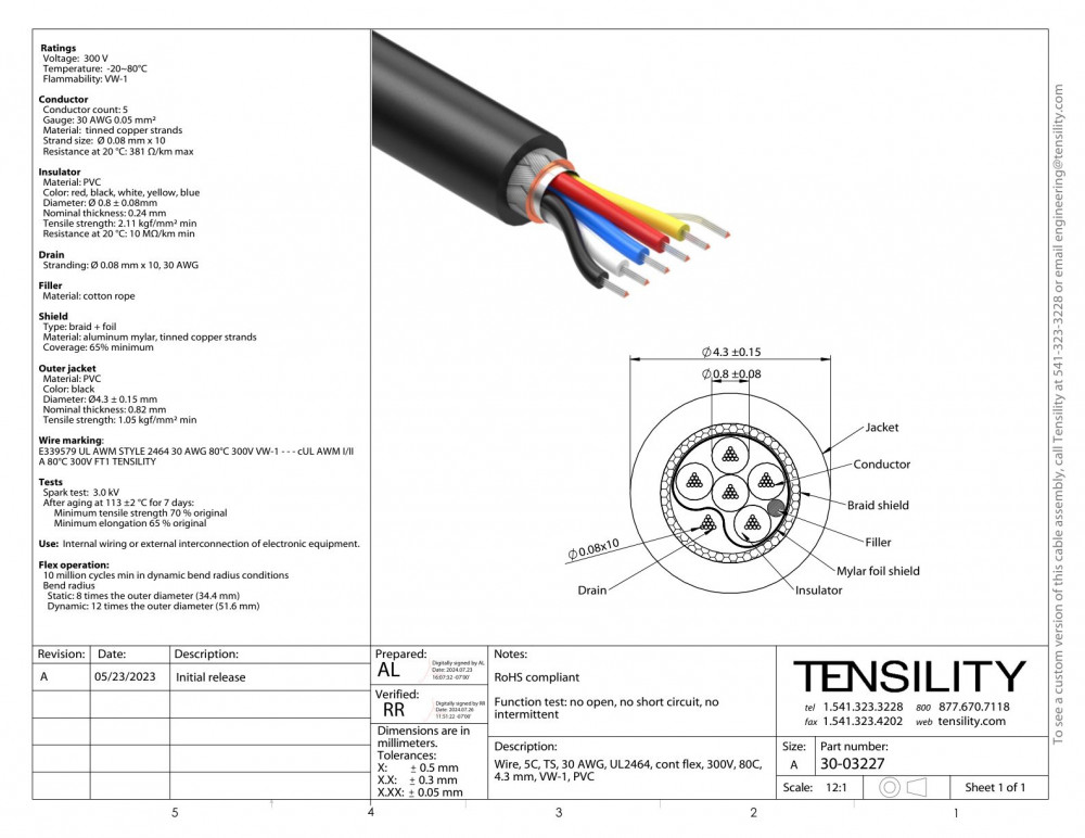 30-03227 cable specification drawing