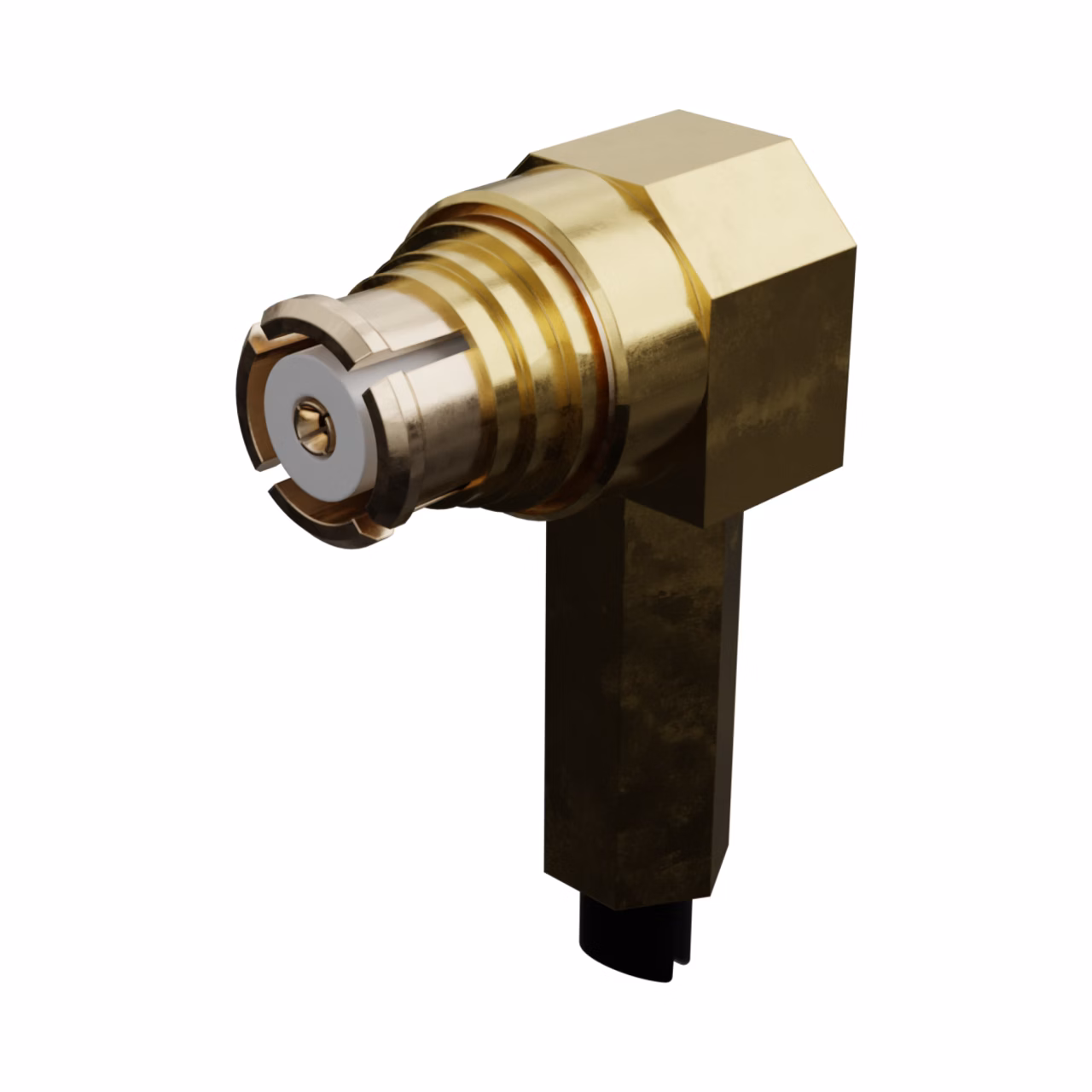 SMP Jack, Right-Angle, Crimp, Brass Body, Gold (Au) Plated, RG-178/RG-196 Cable, One Piece Per Bag, 50 Ohms for sale