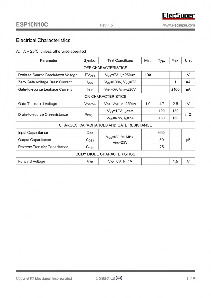 ESP10N10C datasheet page 3