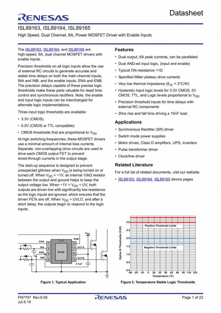 ISL89165FBEBZ-T datasheet page 1