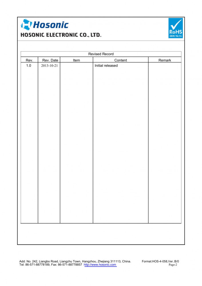 HOSONIC E2SB54E000000E datasheet page 2