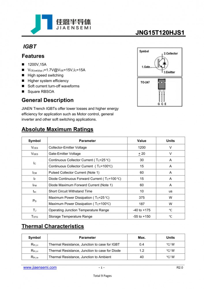 JNG15T120HJS1 datasheet page 1