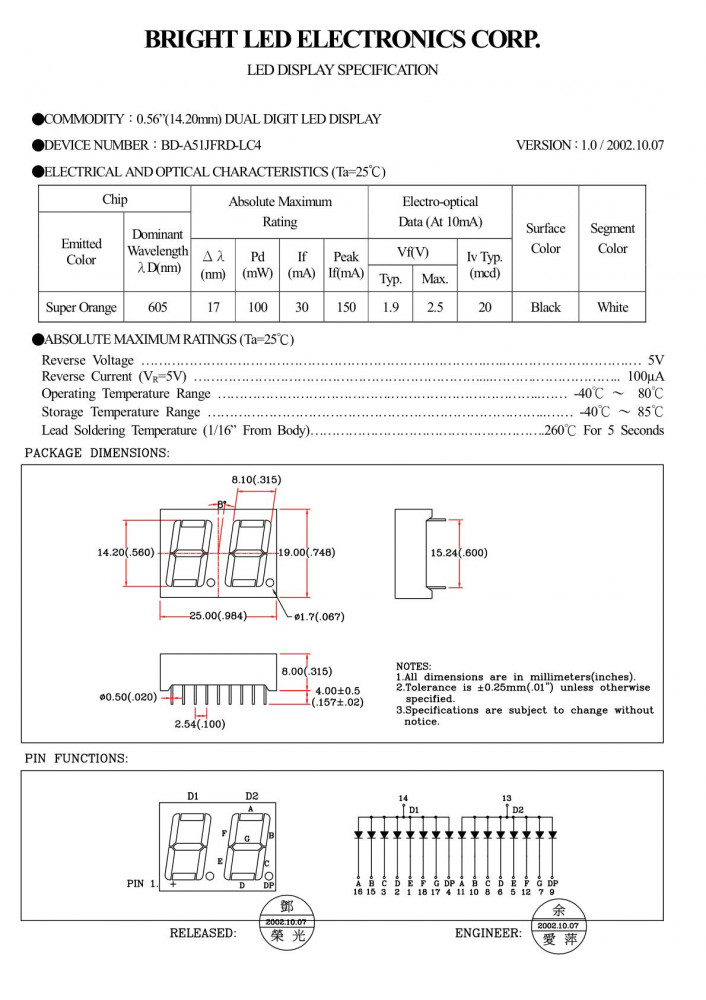 BD-A51JFRD-LC4 datasheet page 1