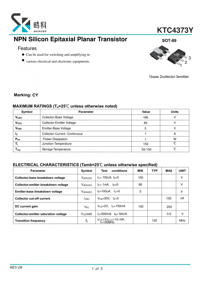 KTC4373Y datasheet page 1