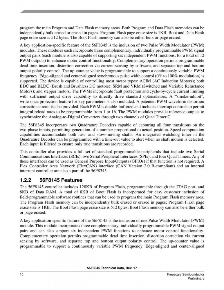 MC56F8145 data sheet page 10