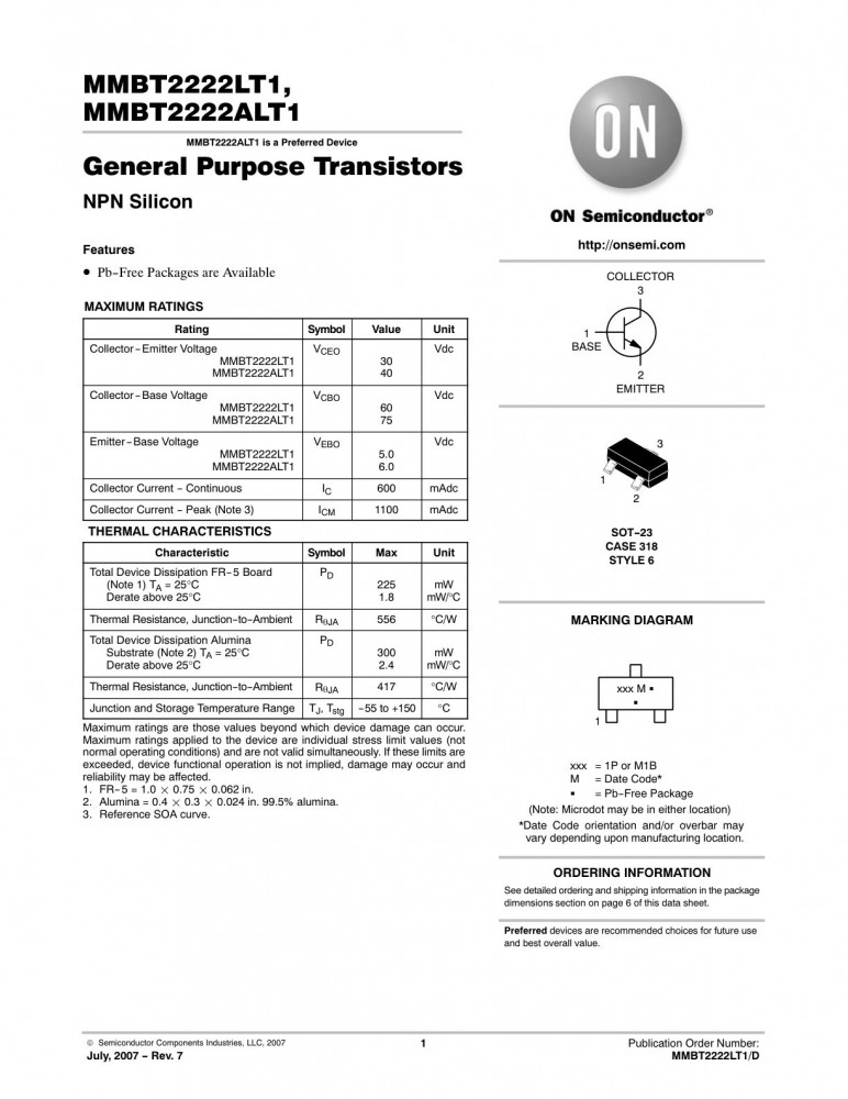 MMBT2222A datasheet page 1
