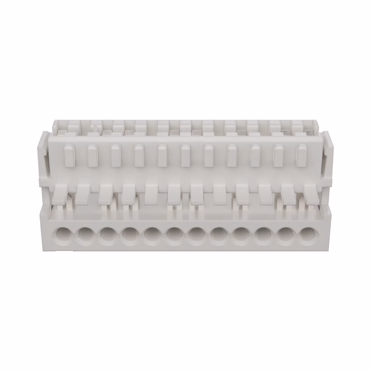 Appli-Mate RAST 2.5 IDT Housing, 2.50mm Pitch, with Side Latches, Female, 12 Circuits, Position Keys A & M Removed, Polarizing Rib Between 2/3, Voiced Circuits 2, 5, 8 & 10 for sale
