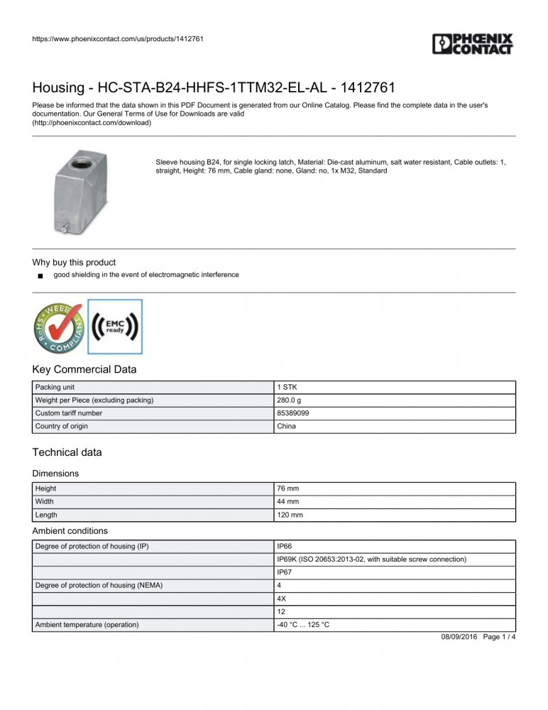 Phoenix Contact 1412761 technical document page 1