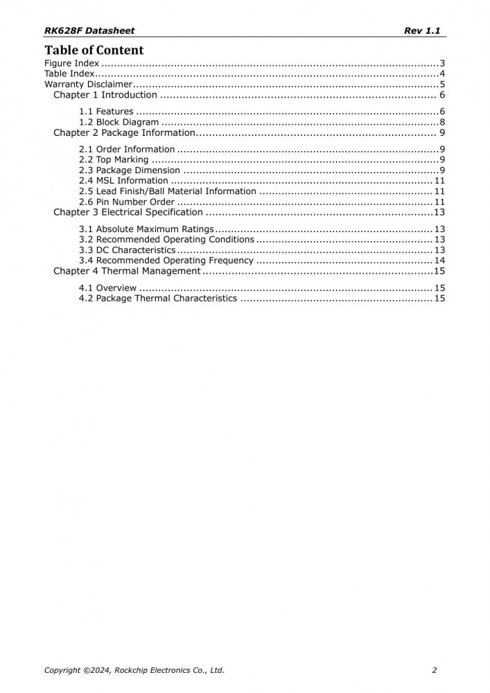 RK628F datasheet page 2