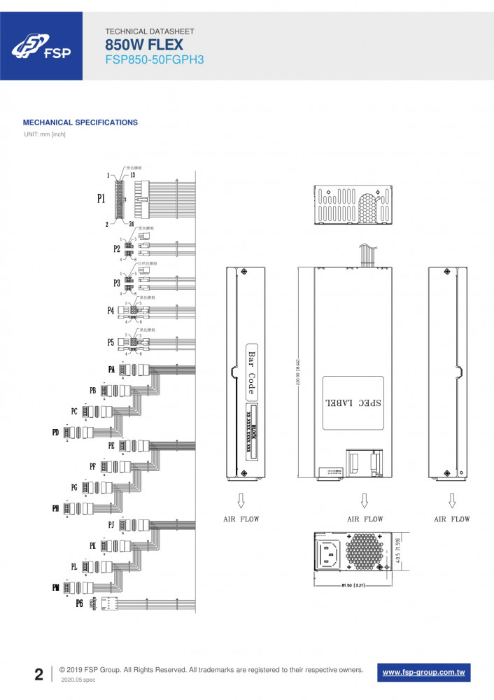 FSP850-50FGPH3 technical document, page 2
