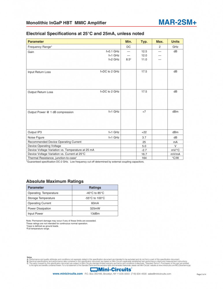 MAR-2SM+ datasheet page 2