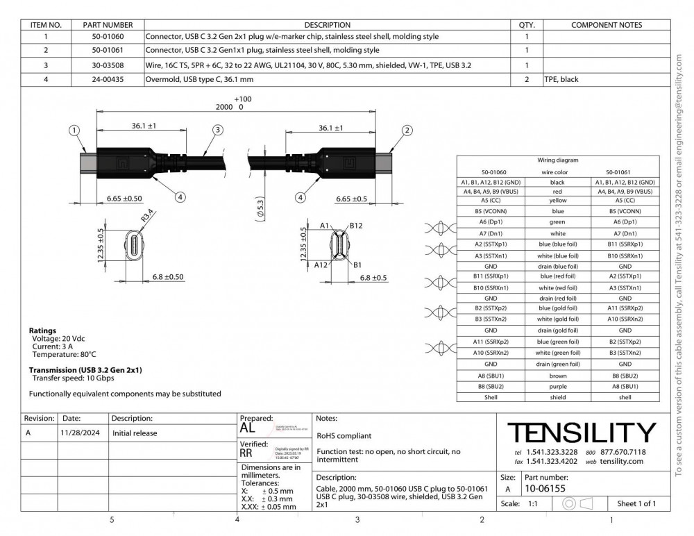 Tensility 10-06155 technical drawing