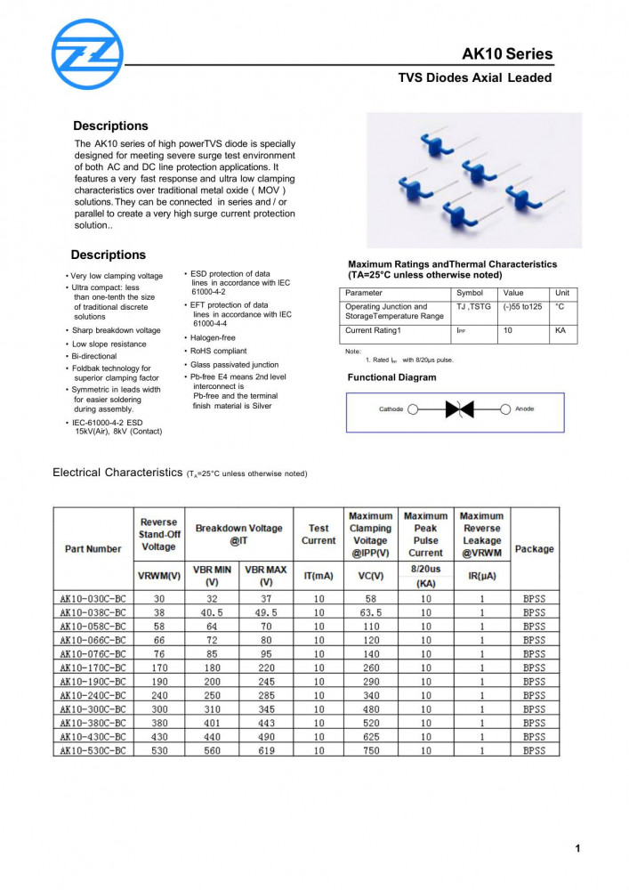 AK10-190C-BC datasheet page 1
