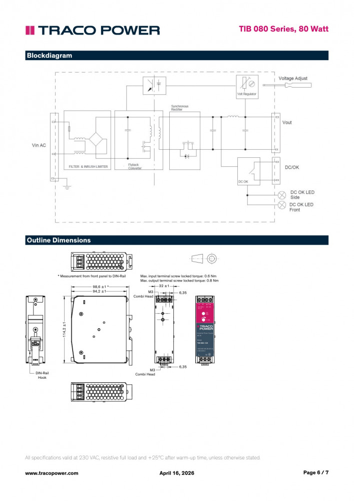 TRACO POWER TIB 080 documentation page 6