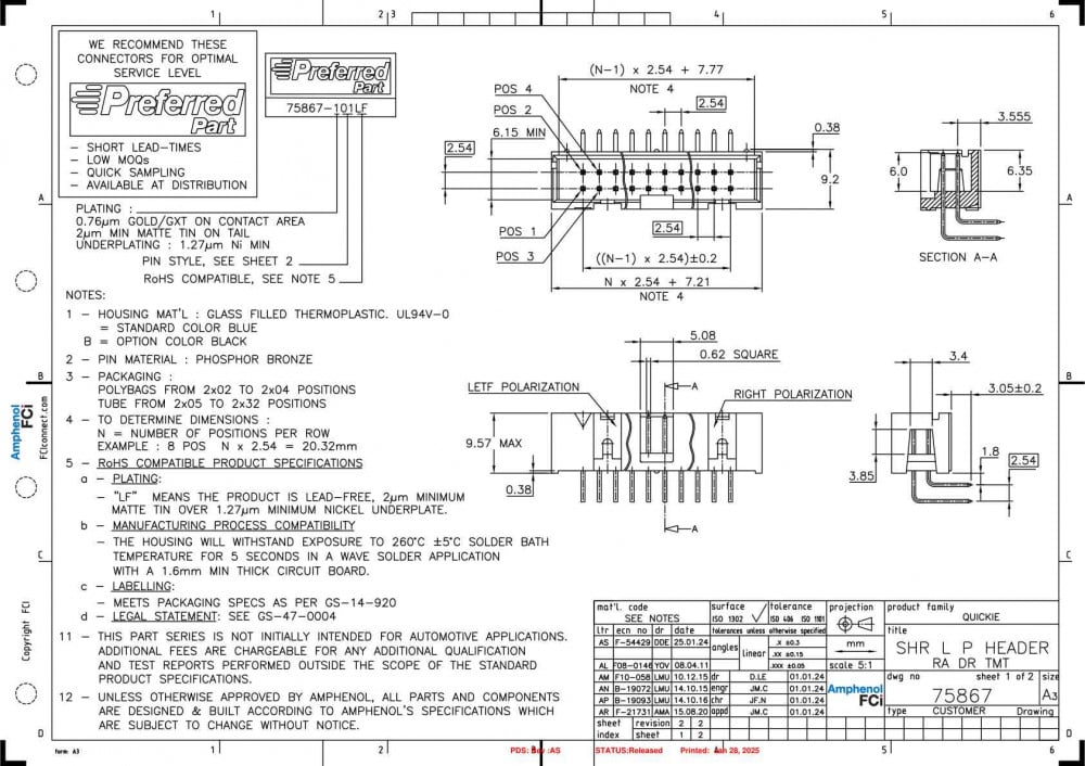Amphenol 75867 drawing sheet 1