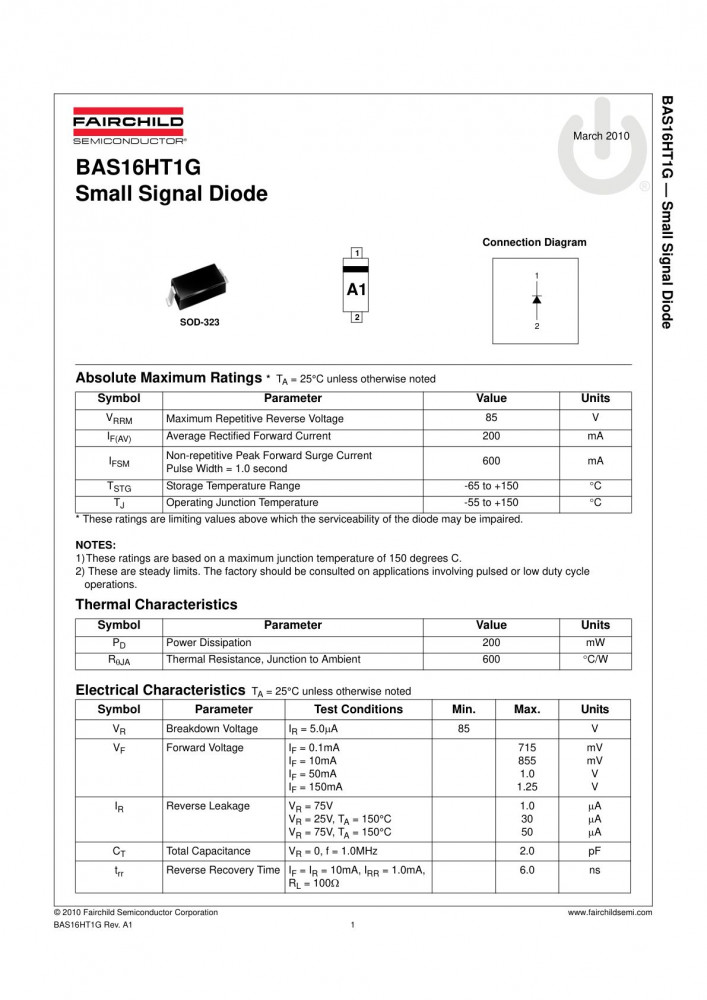 BAS16HT1G datasheet page 2
