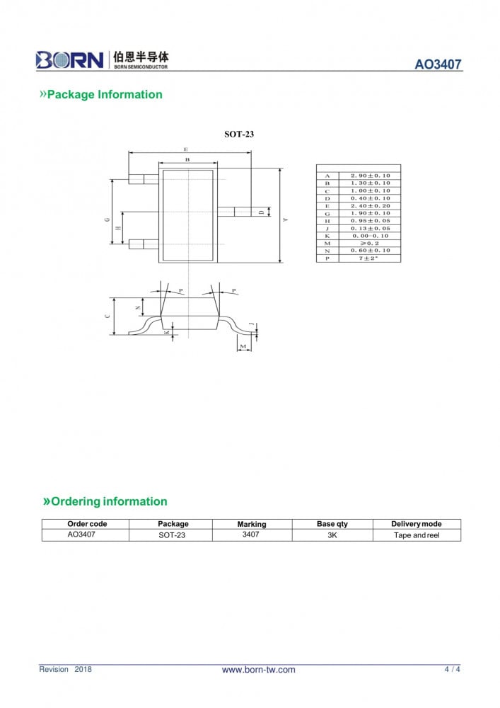 AO3407 datasheet page 4