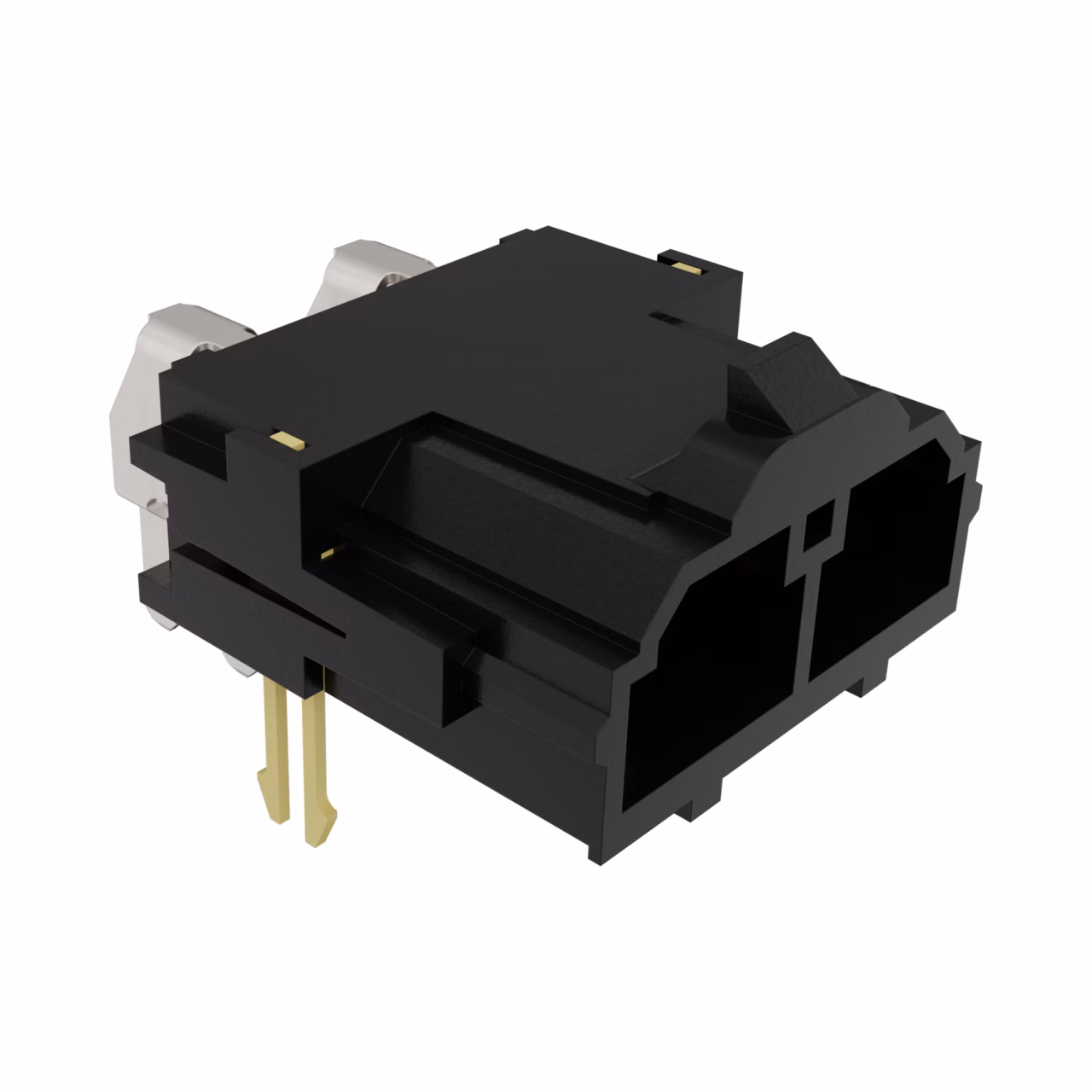 Mini-Fit Sr. Right-Angle Header, 10.00mm Pitch, Single Row, 2 Circuits, 5.10mm Tail Length, for 3.18mm PCB, 0.76µm Gold (Au) Plating, with Clip for sale
