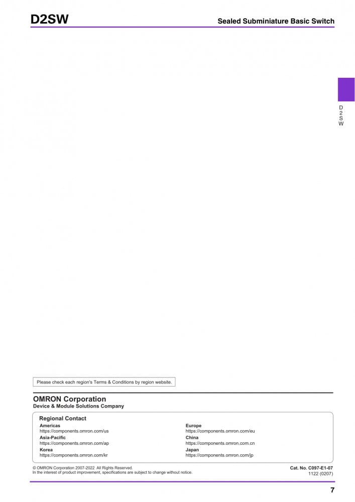 OMRON D2SW documentation page 7