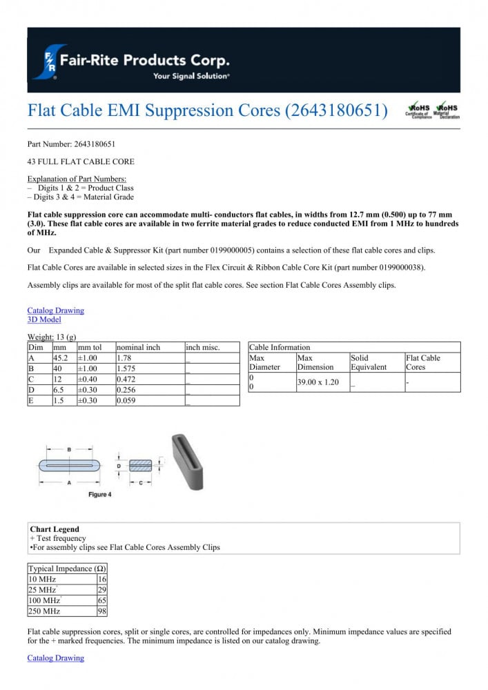 Fair-Rite 2643180651 catalog drawing page