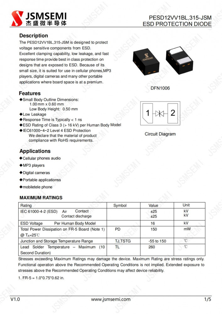 PESD12VV1BL,315-JSM datasheet page 1