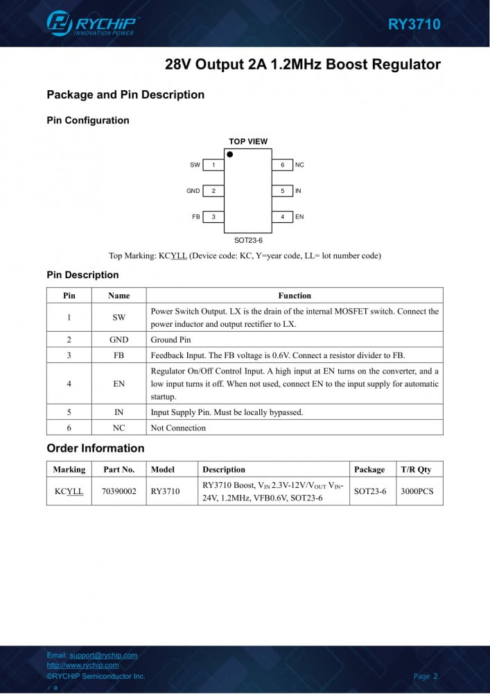 RY3710 datasheet page 2