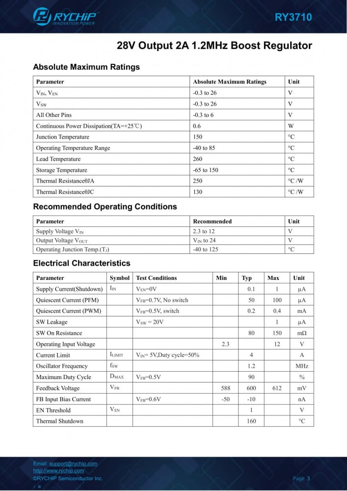 RY3710 datasheet page 3